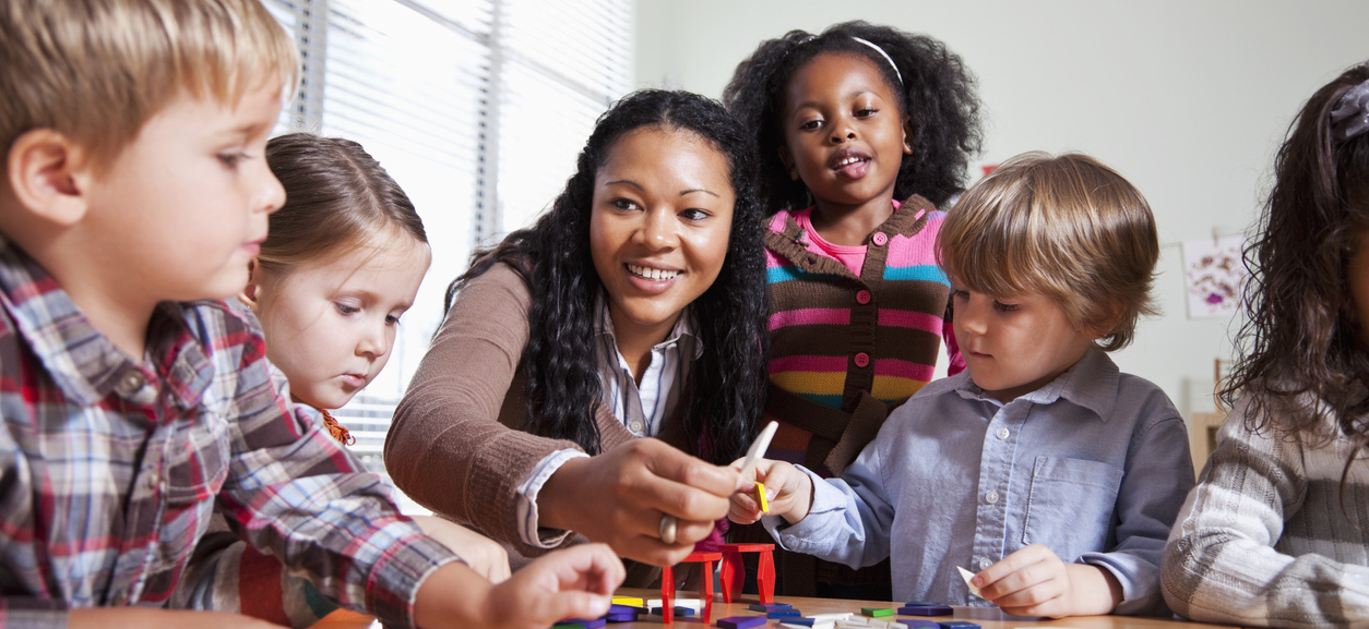 Preschool children in classroom with teacher - Teachstone